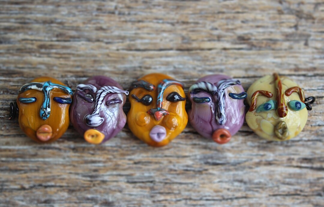 The Tribe 2-totem Heads...handmade Artisan Lampworked Tribal Heads in ...