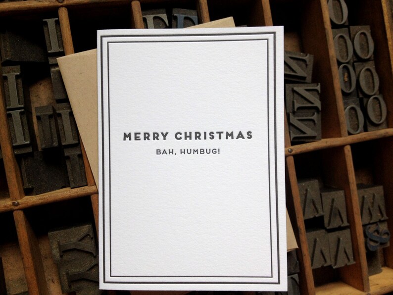 Merry Christmas, Bah Humbug - Cards for Dudes - Letterpress - Etsy