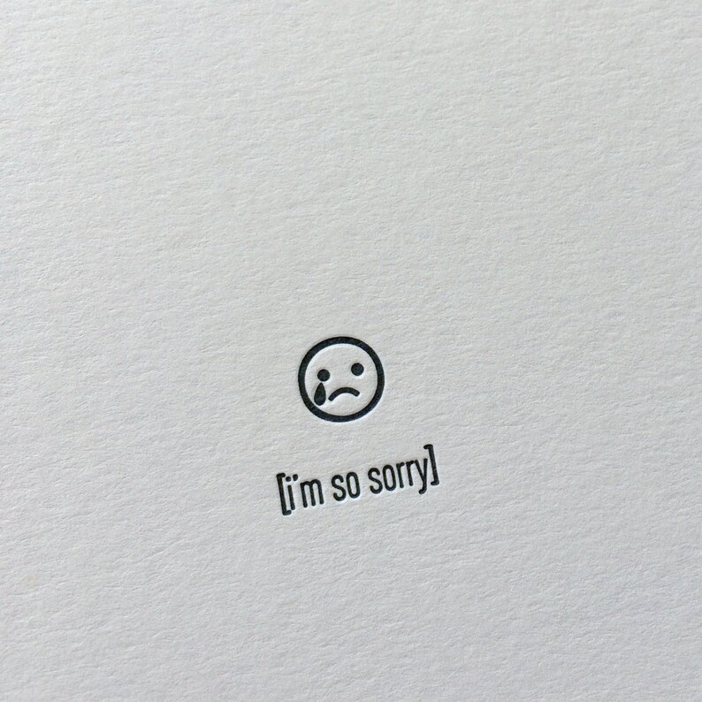 I'm so Sorry - Emojicards - Letterpress Card - Etsy