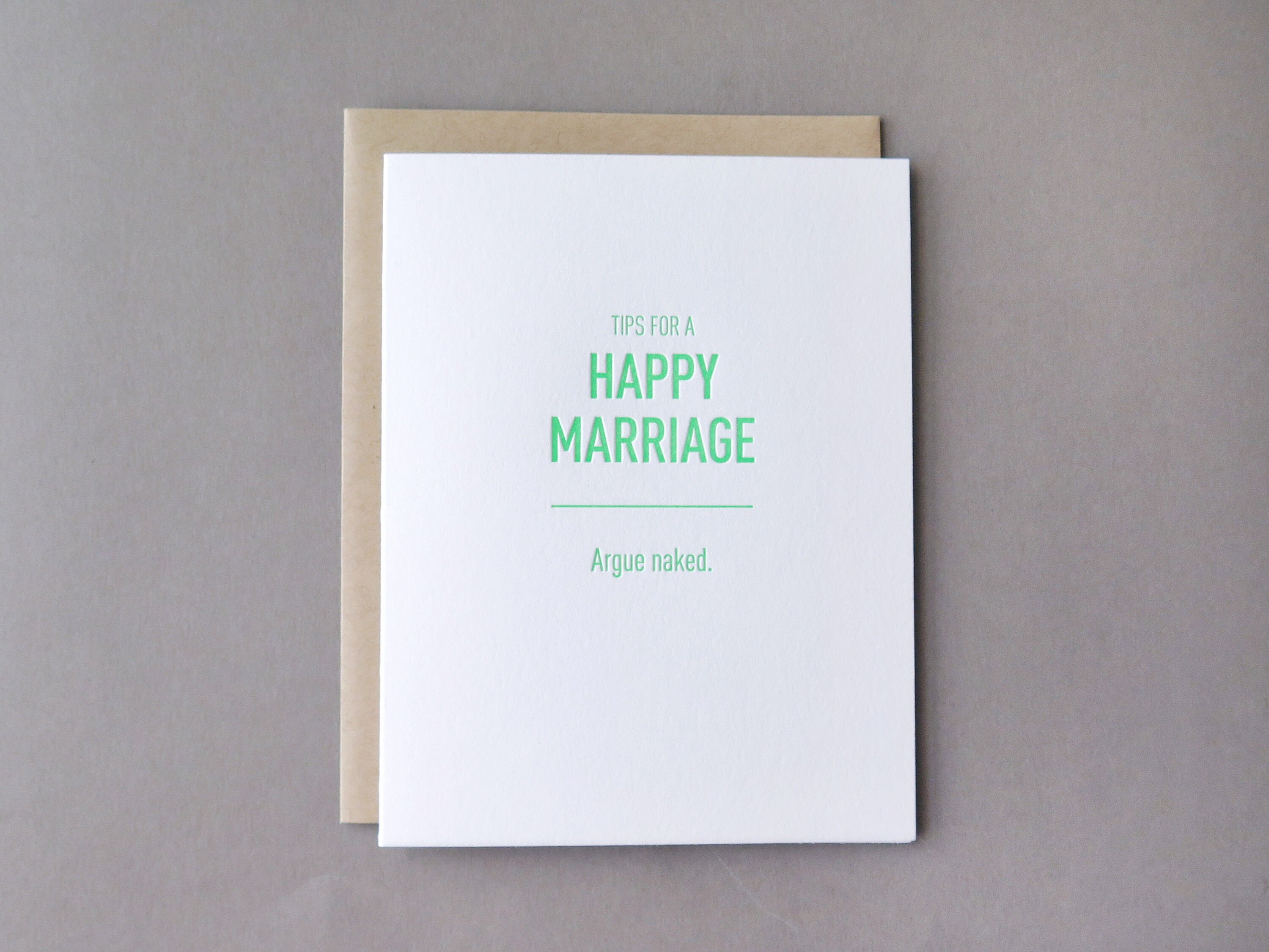 Tips for a Happy Marriage: Argue Naked Letterpress Card - Etsy