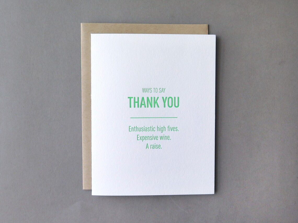Ways to Say Thank You: A Raise - Letterpress Thank You Card - Etsy