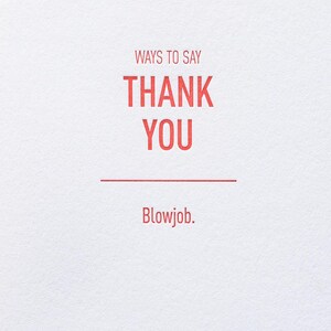 Adult Humor (BJ) Thank You Card: Letterpress Printed Cotton - Etsy