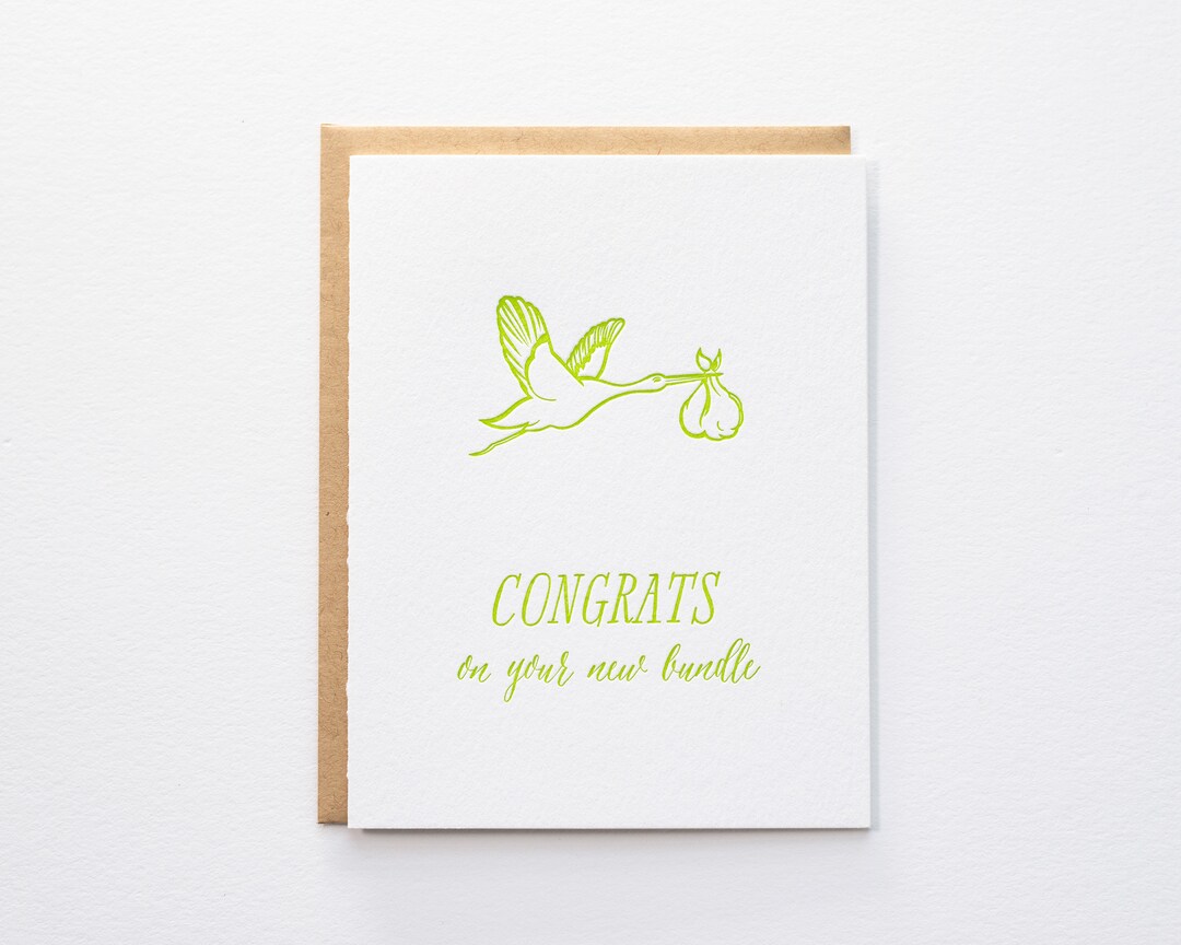 Congrats on Your New Bundle (new Baby) - Letterpress Card - Etsy
