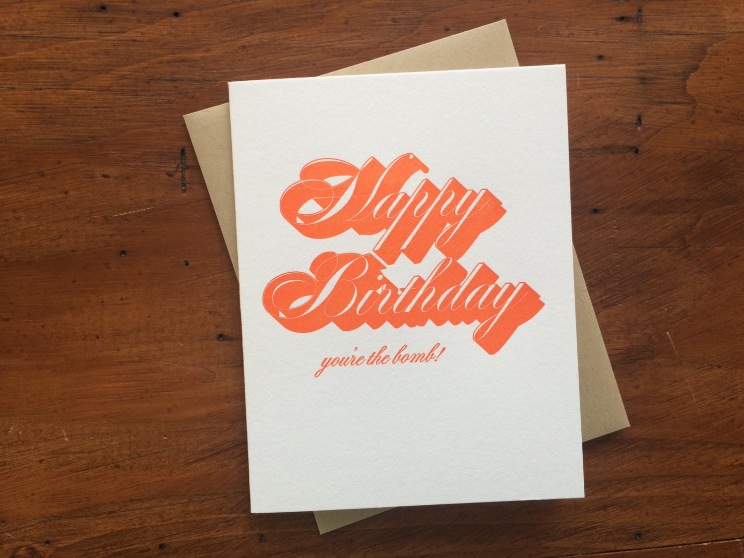 Happy Birthday - Drop Shadow - Letterpress Card - Etsy