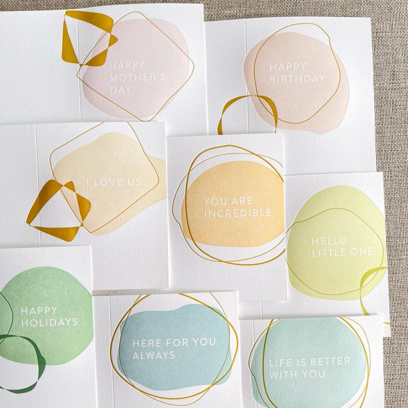 Happy Birthday Letterpress Abstract Shape Card - Etsy