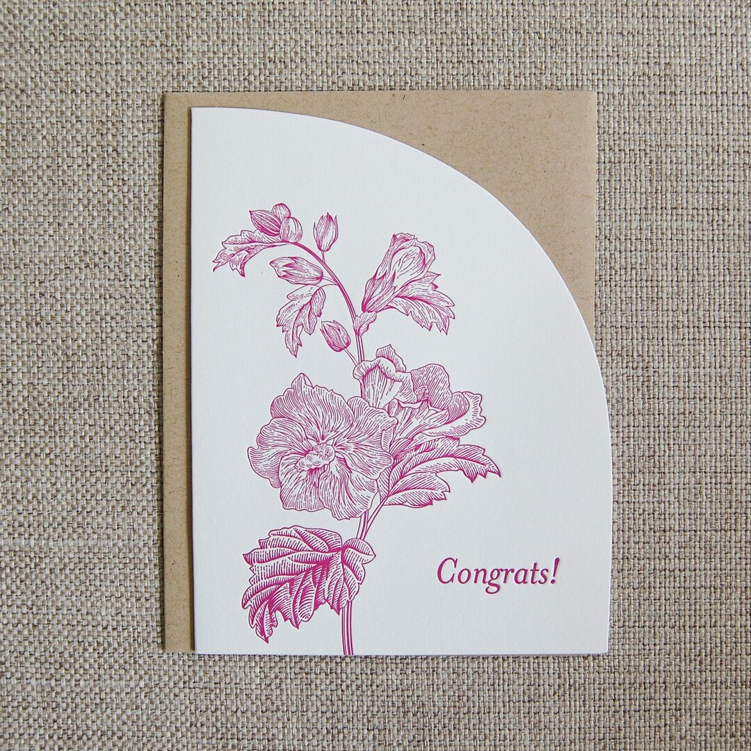 Congrats, Arch Diecut Letterpress Card - Etsy