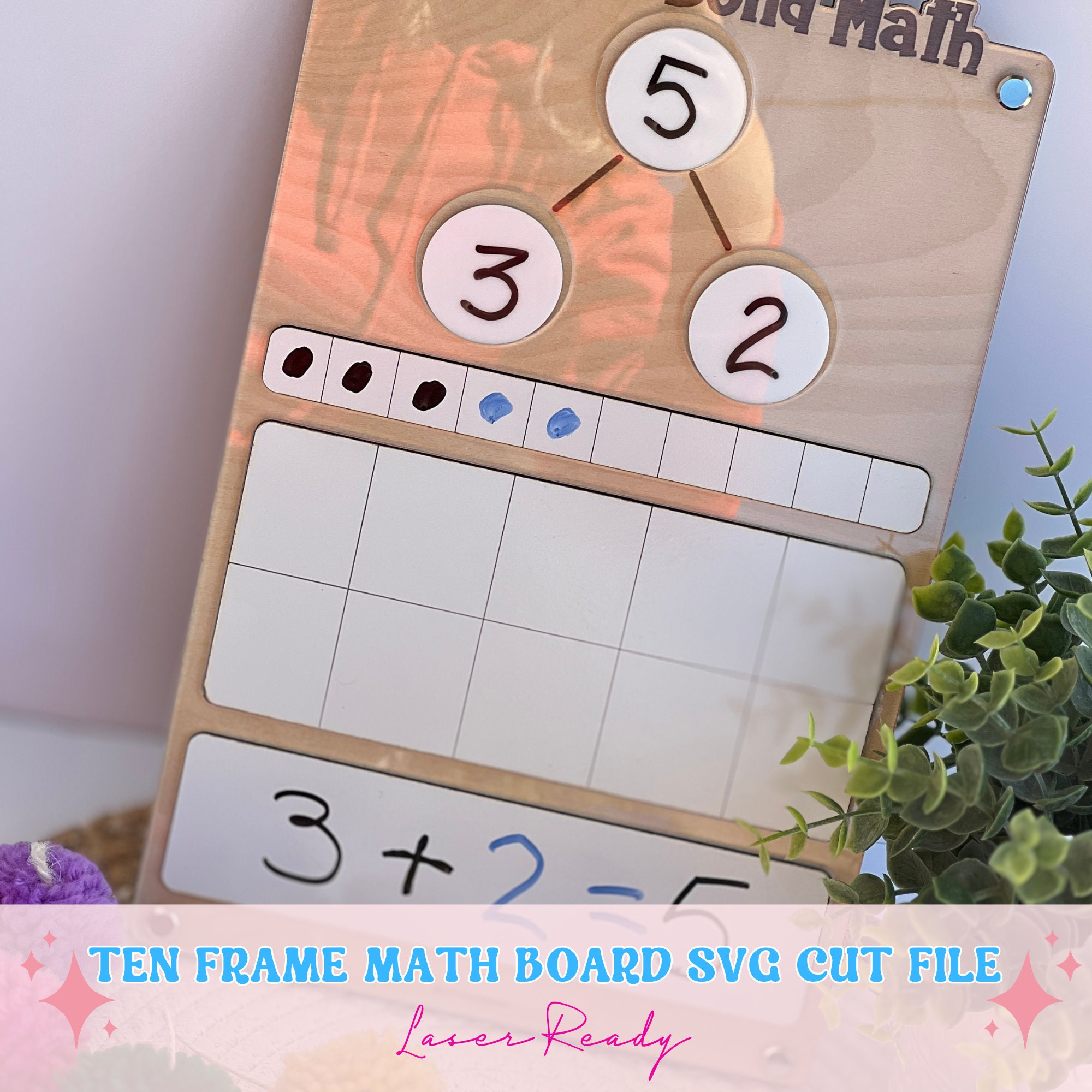 Ten Frame Math Board Svg, Montessori Ten Frame Math Cut File, Digital ...