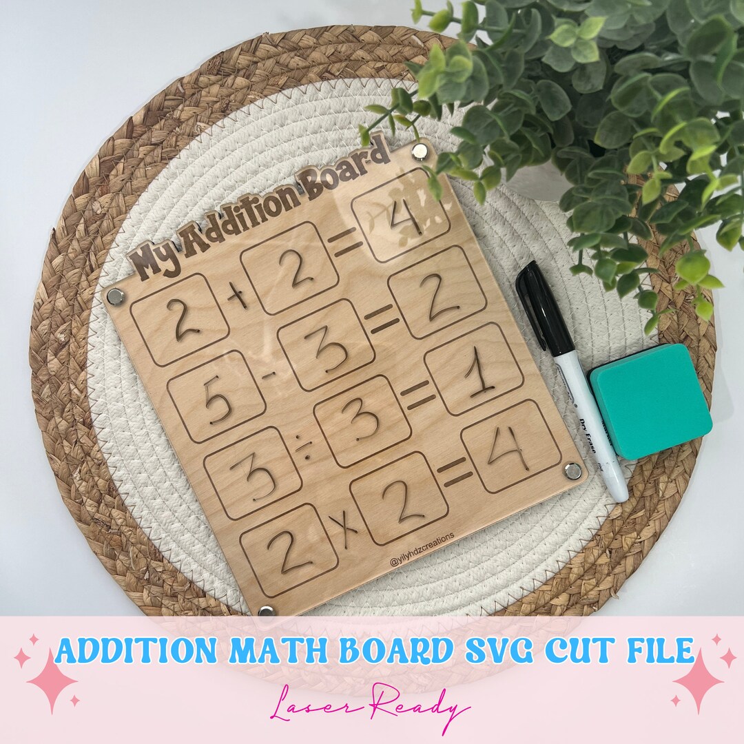 Addition Dry Erase Board Svg, Subtraction Trace Board Svg Cut File, Dry ...