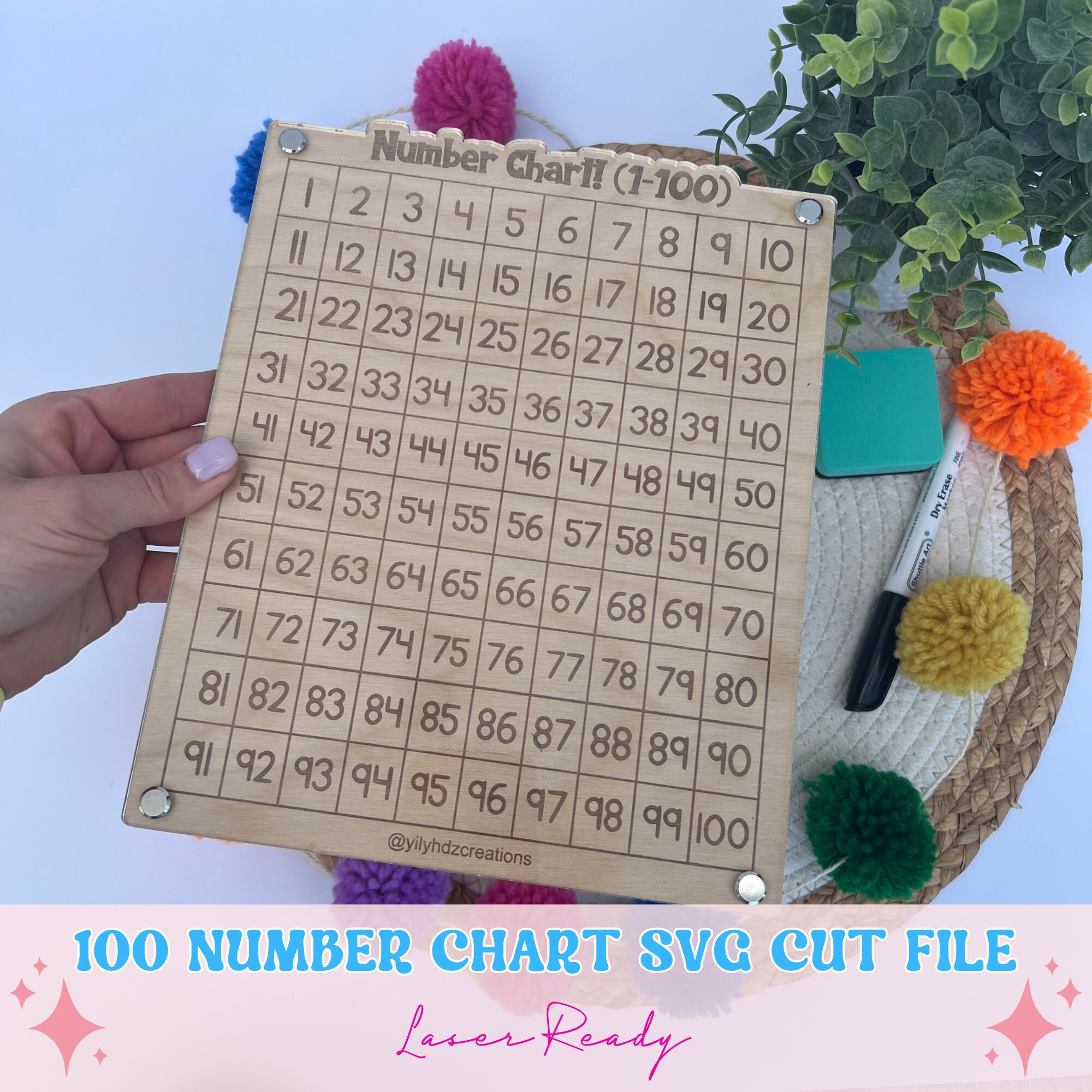 Montessori Math Board Svg, Wooden 100 Number Board Svg, Montessori ...