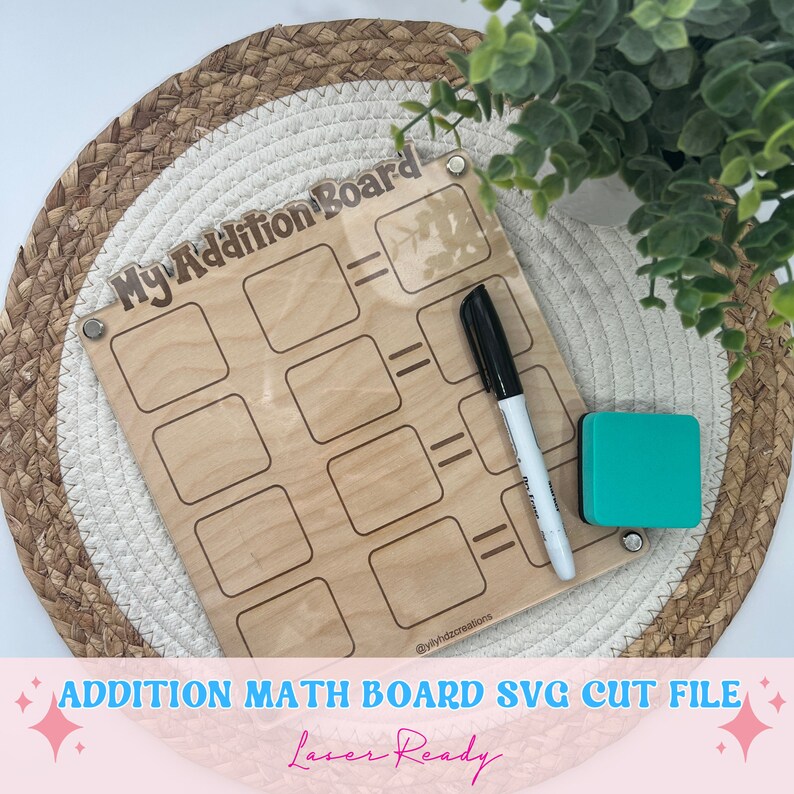 Addition Dry Erase Board Svg, Subtraction Trace Board Svg Cut File, Dry ...