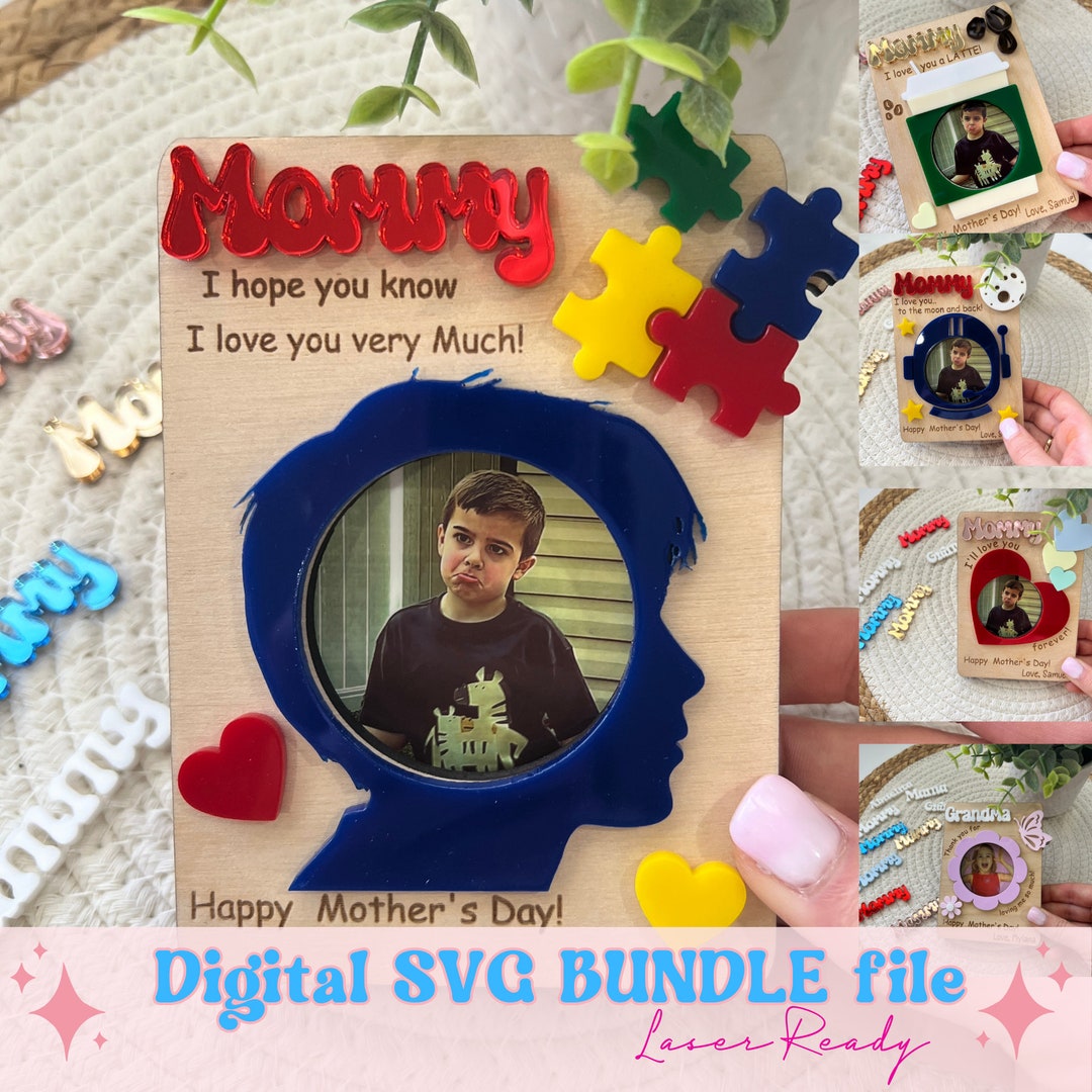 Mother's Day Fridge Photo Magnet, Autism Laser Ready File, Coffe Svg ...