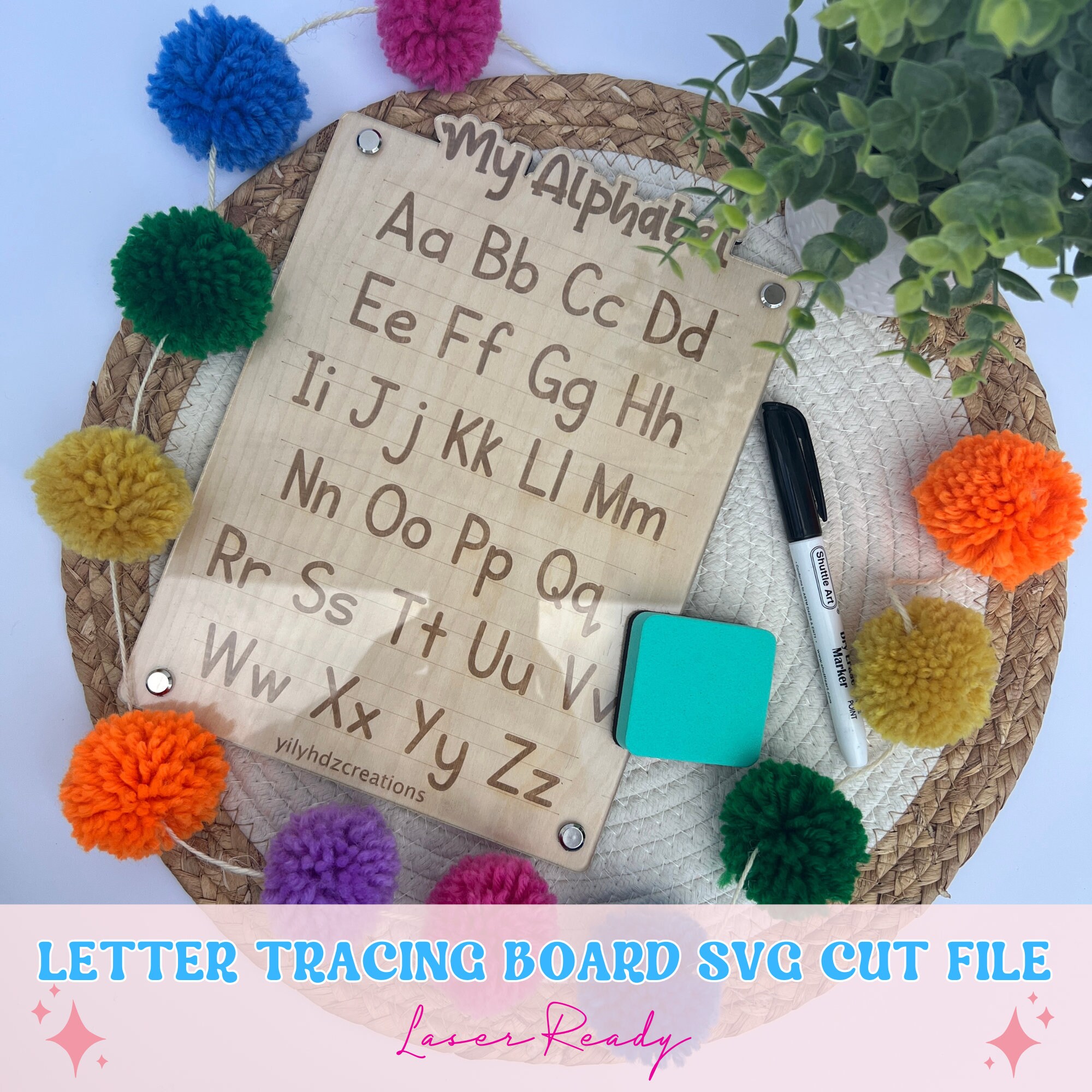 Dry Erase Letter Tracing Svg, Letter Tracing Board Svg File, Alphabet ...