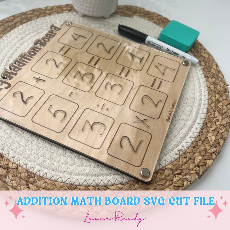 Addition Dry Erase Board Svg, Subtraction Trace Board Svg Cut File, Dry ...