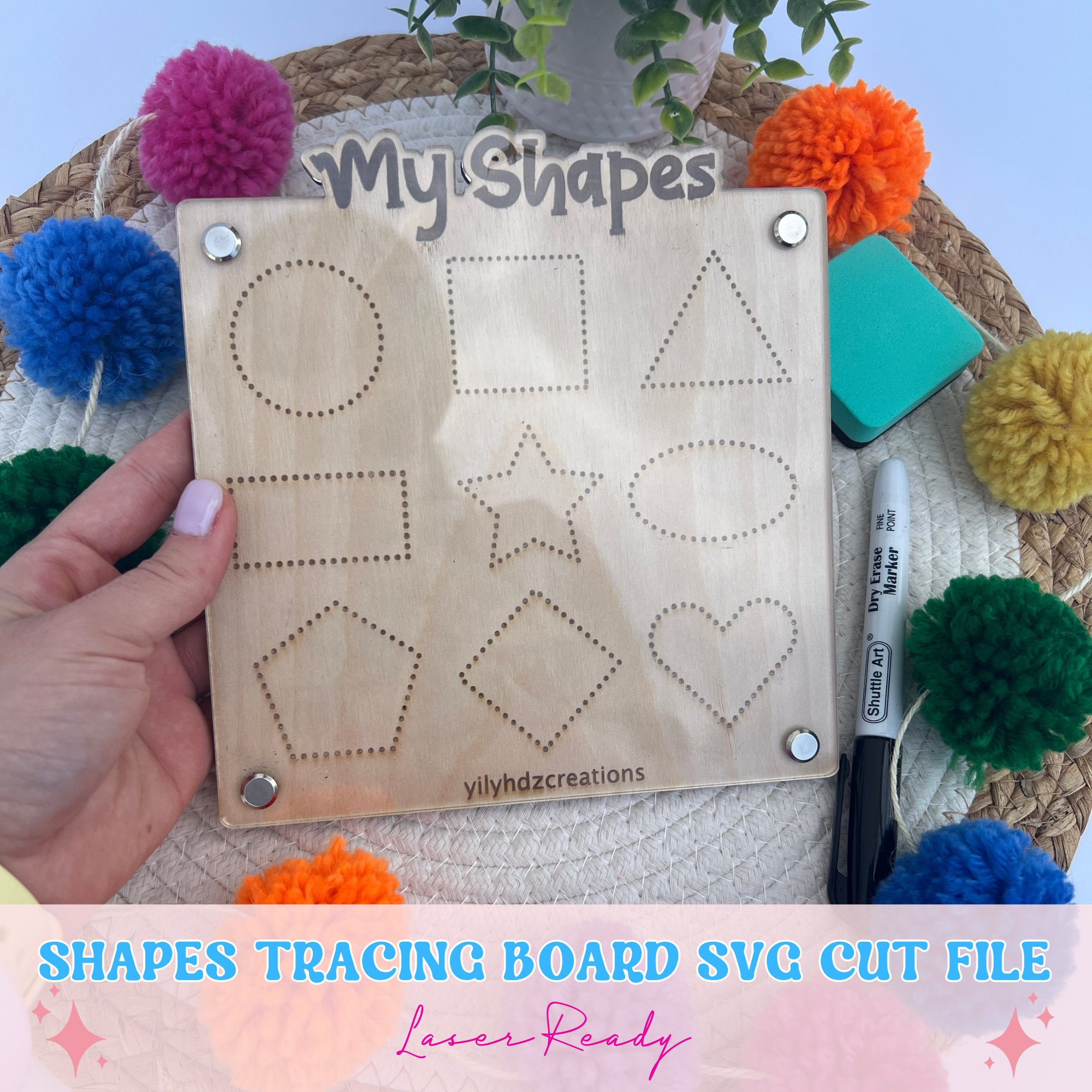Shapes Tracing Reusable Board Svg, Reusable Shape Trace Dry Erase Board ...