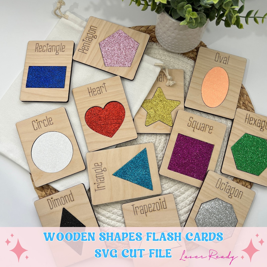 Wooden Flash Cards With Shapes Svg File Educational Wooden Shapes Flash ...