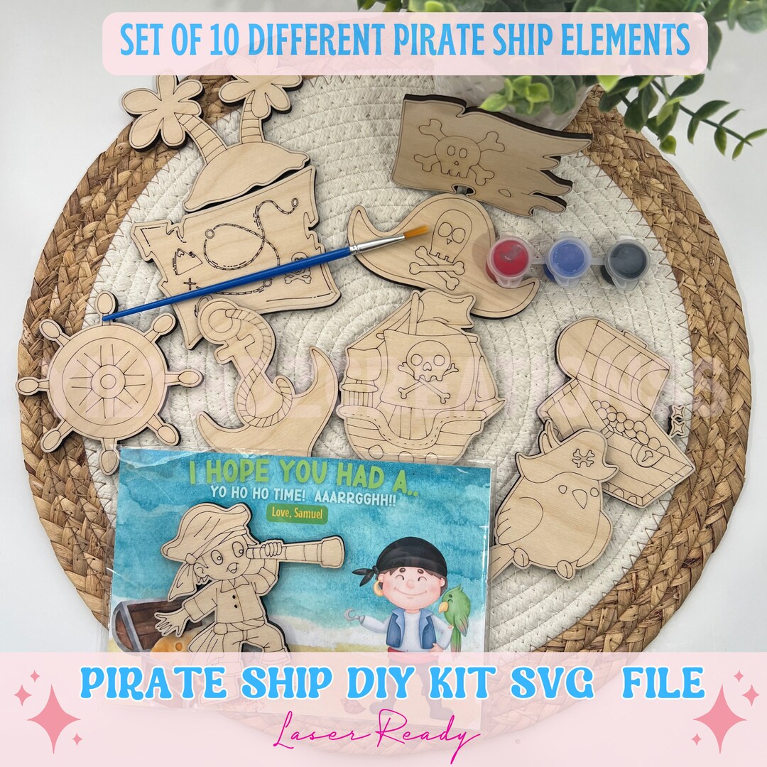 Pirates DIY Kit Svg, Kids Summer Diy Svg, Pirates Party Diy Paint Kit ...