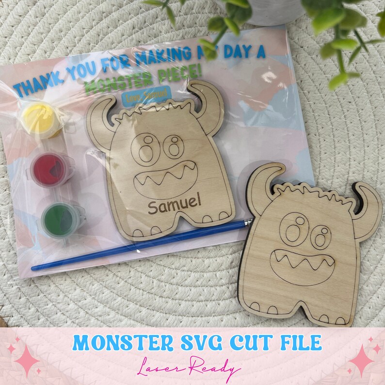 Monster Single Line Scoring Cut Out Svg Laser File for Summer Monster ...