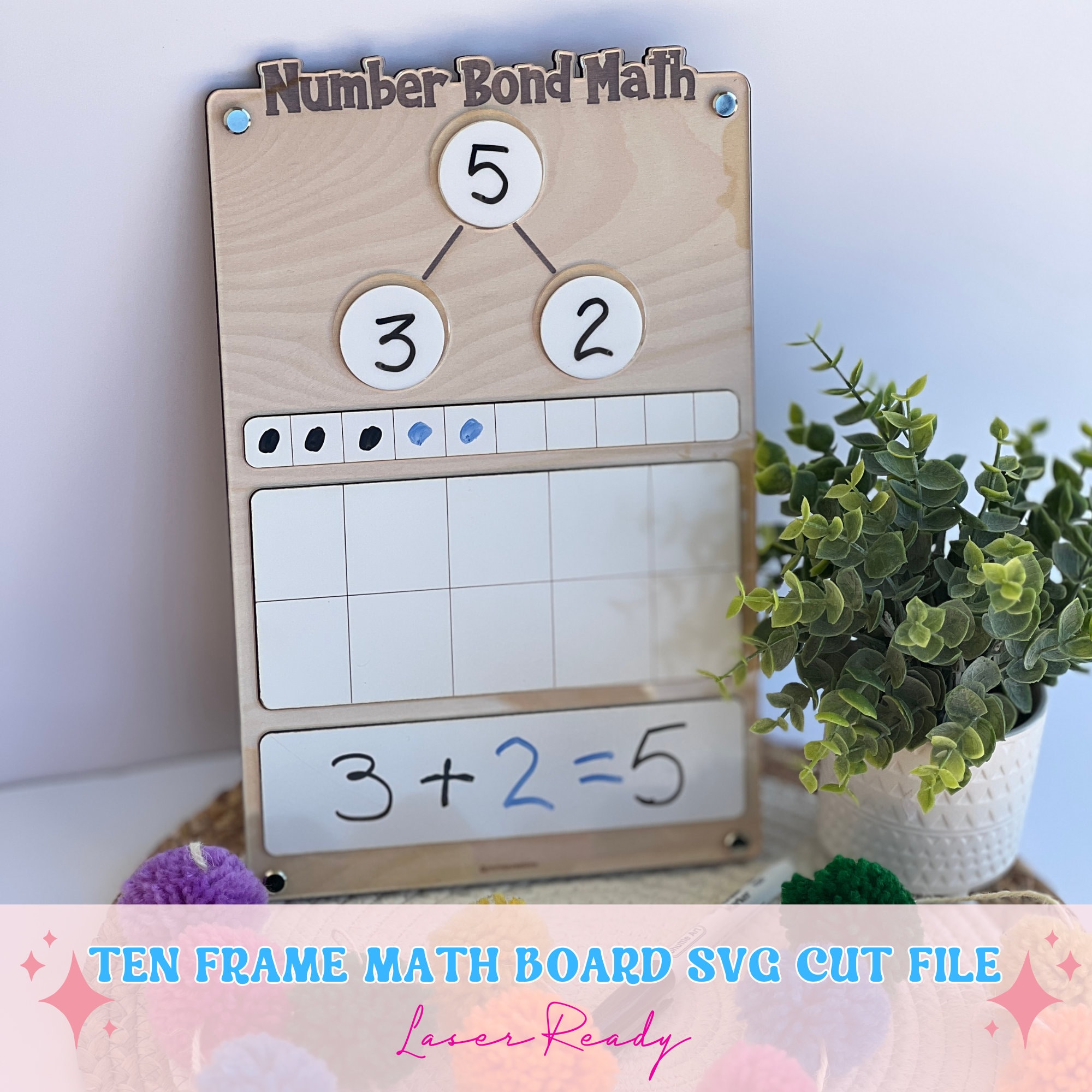 Ten Frame Math Board Svg, Montessori Ten Frame Math Cut File, Digital ...