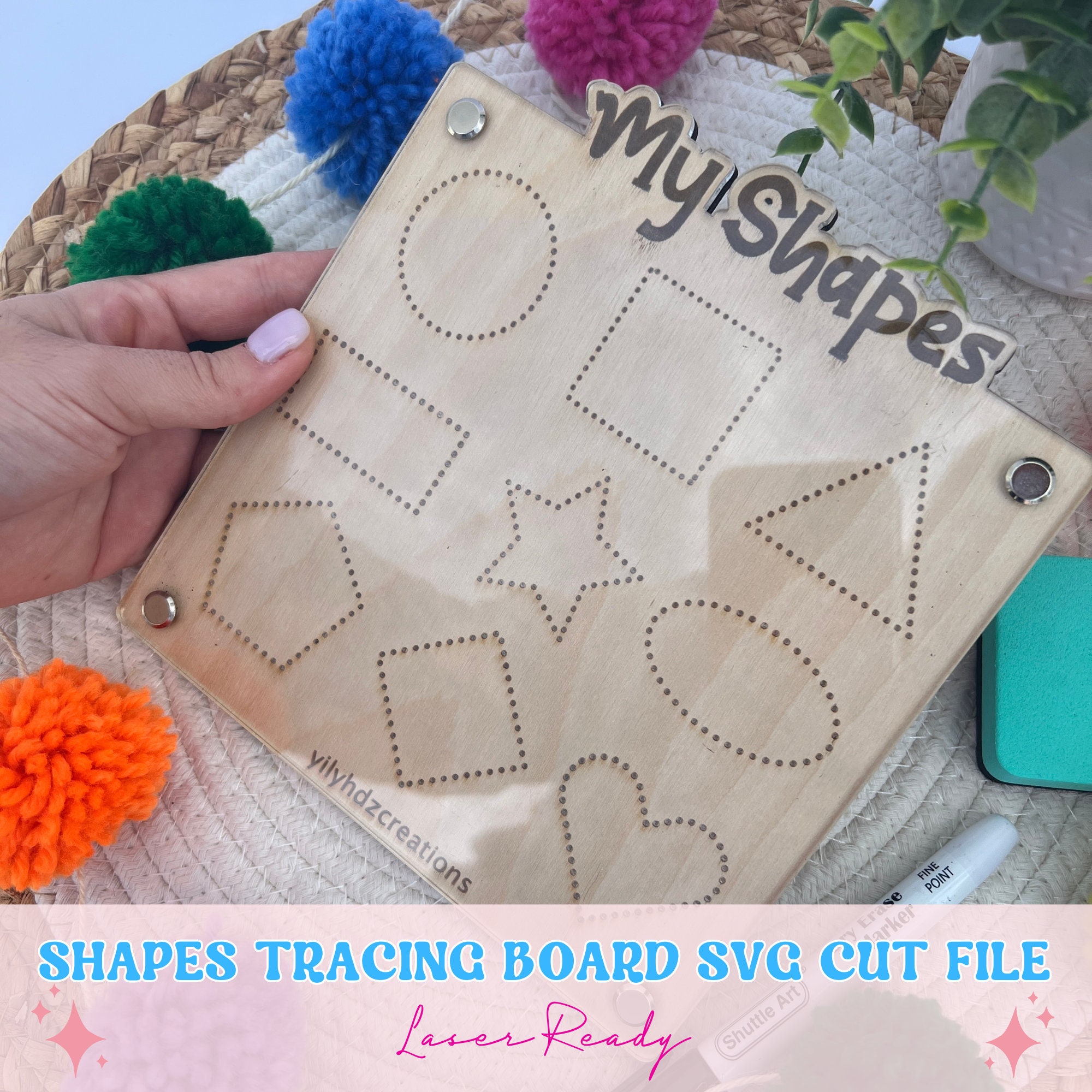 Shapes Tracing Reusable Board Svg, Reusable Shape Trace Dry Erase Board ...
