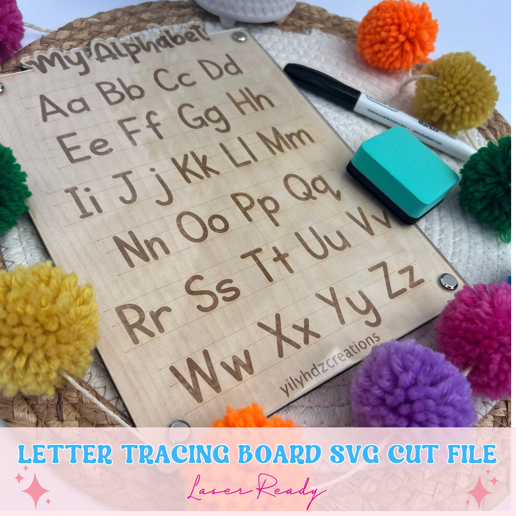 Dry Erase Letter Tracing Svg, Letter Tracing Board Svg File, Alphabet ...