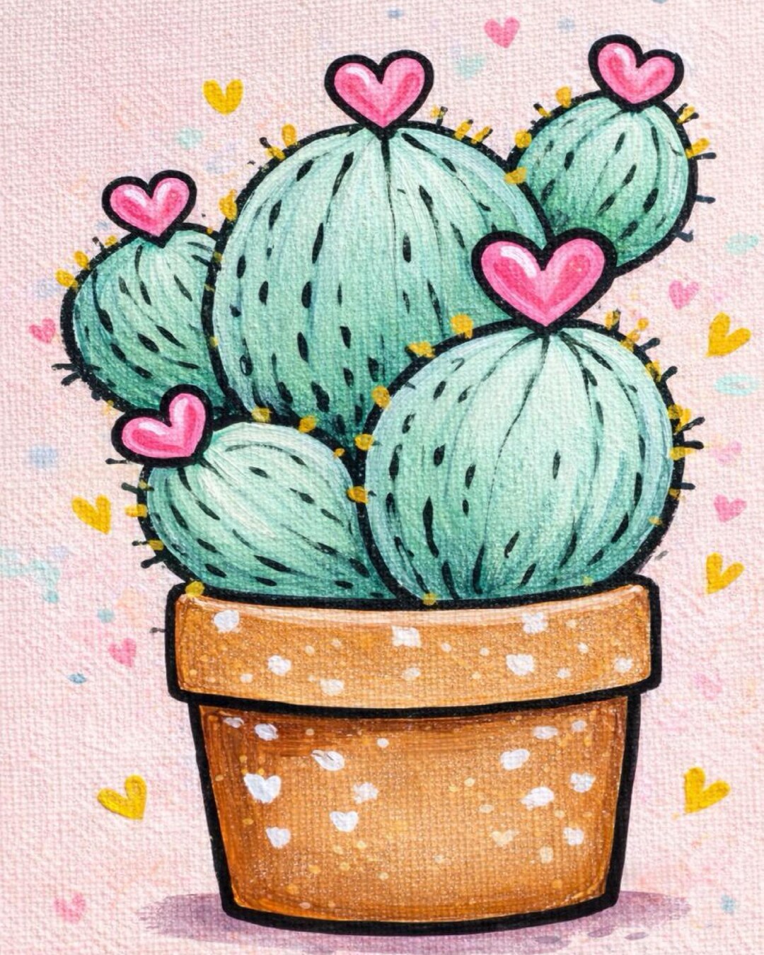Cactus Valentines Paint Party Printable Download Template - Etsy