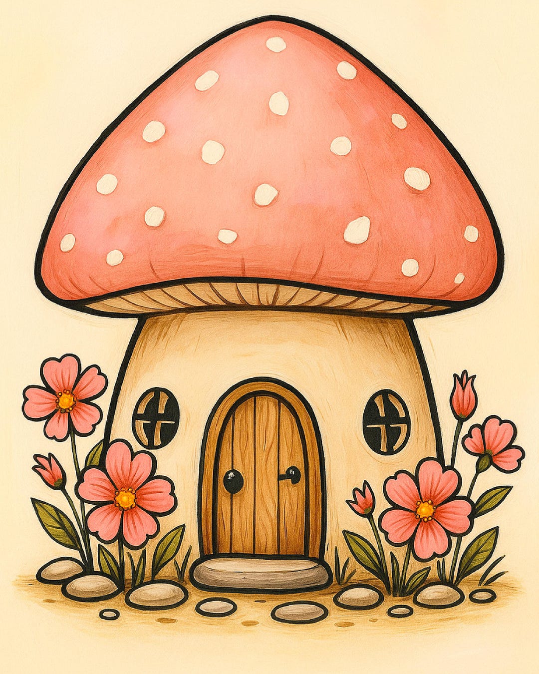 Mushroom House Paint Party Printable Download Template - Etsy