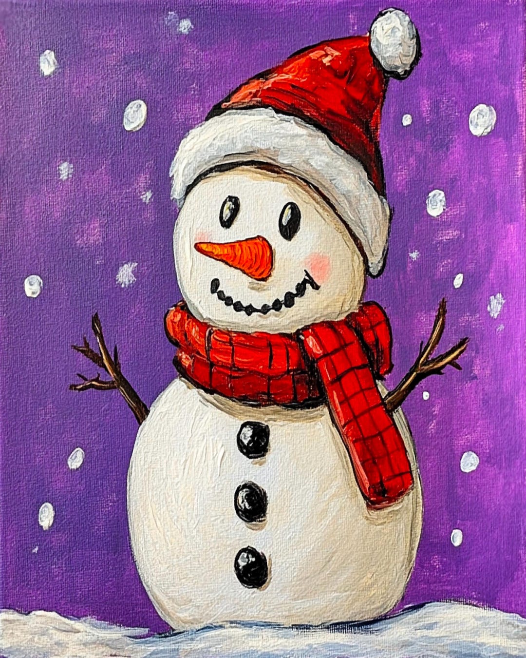 Purple Snowman Paint Party Printable Download Template - Etsy