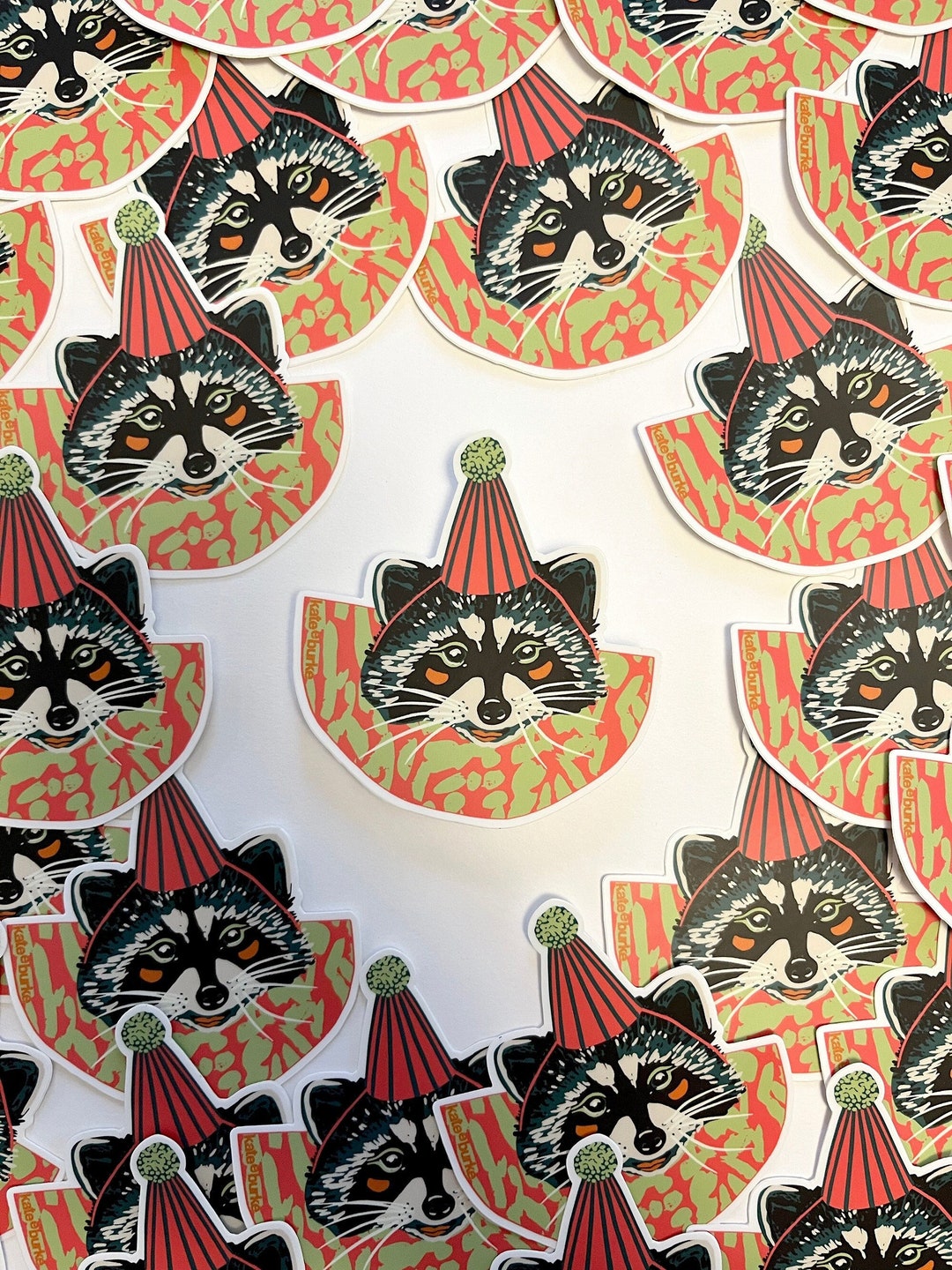 Raccoon Celebration: Party Hat Raccoon Face Vinyl Sticker - Etsy