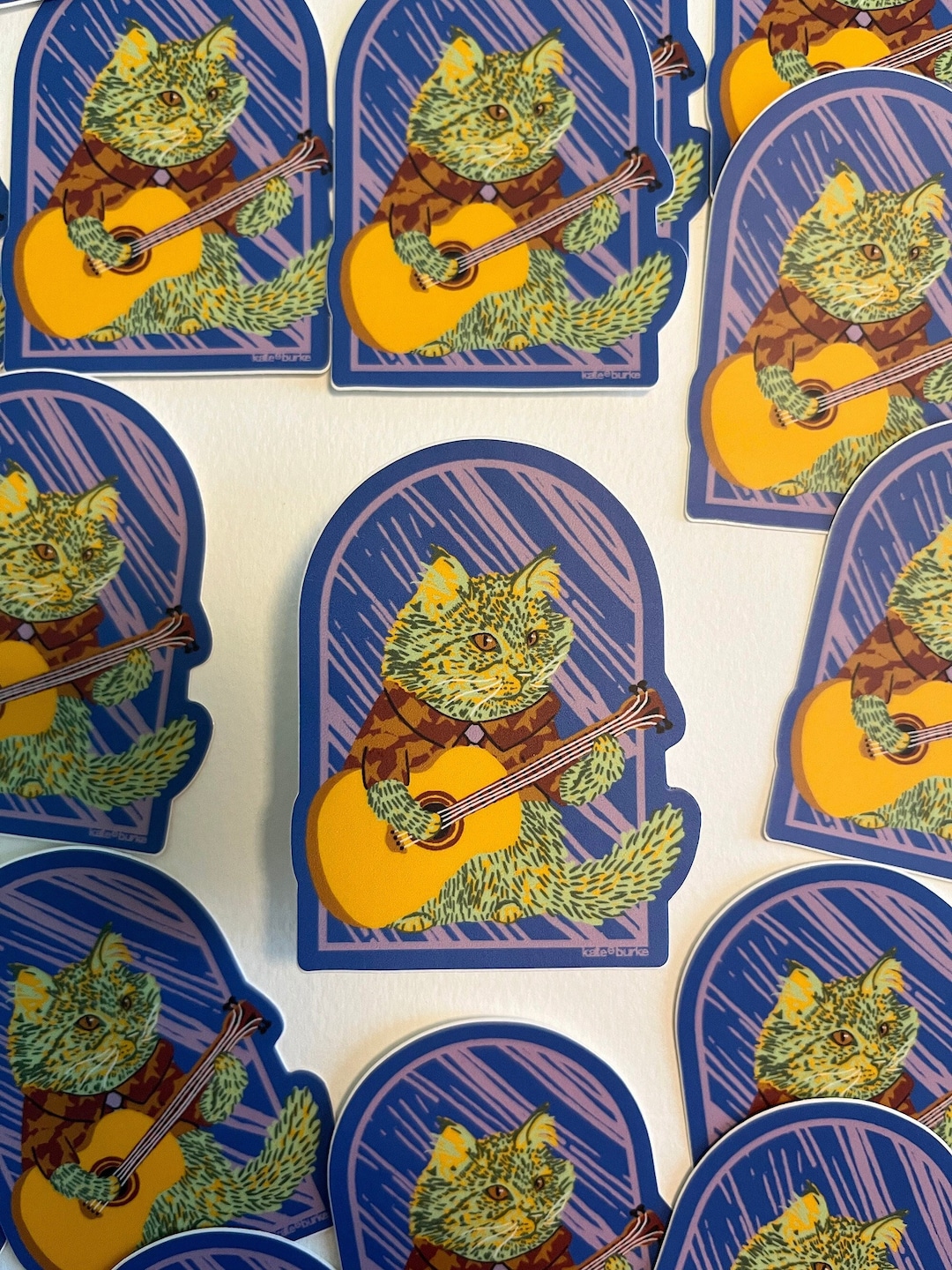 Meowsic Cats: Gerald Guitar Vinyl Sticker - Etsy