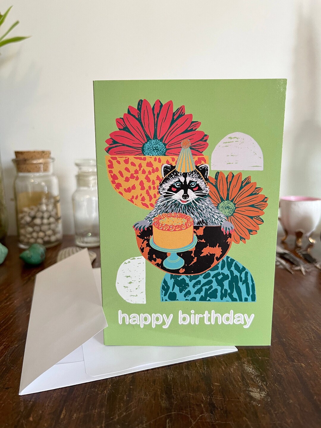 Happy Birthday Greeting Card: Raccoon Celebration Collection by Kate E ...