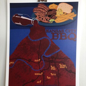 Kansas City BBQ Illustrated Map 8x10 Digital Print | Etsy