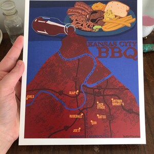 Kansas City BBQ Illustrated Map 8x10 Digital Print | Etsy