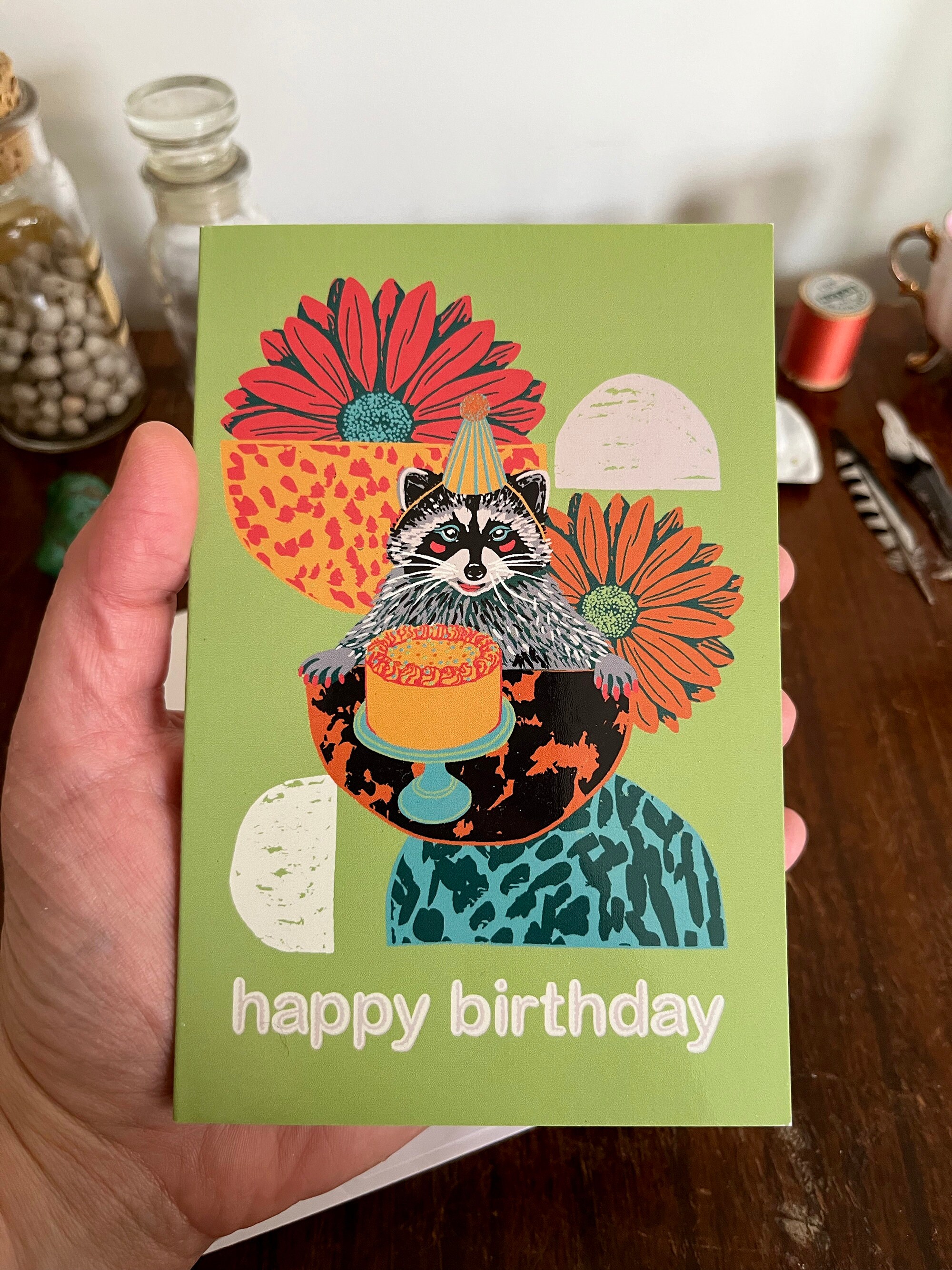 Happy Birthday Greeting Card: Raccoon Celebration Collection by Kate E ...
