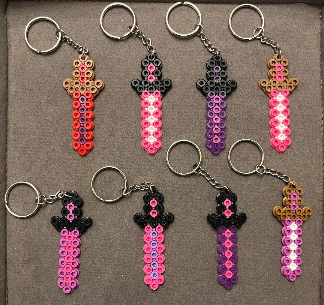 Mining Sword Birthday Party Favors Set of 8 Sword Keychains Pixelated ...