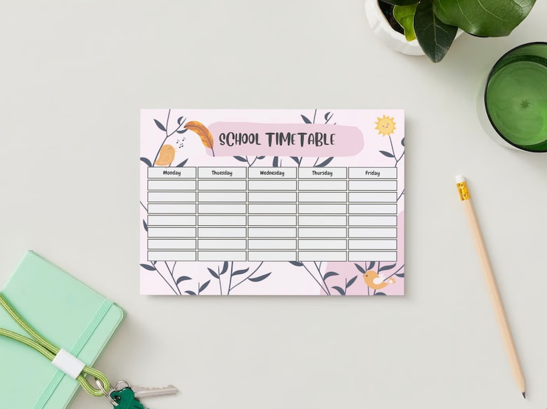 Printable School Timetable - Etsy