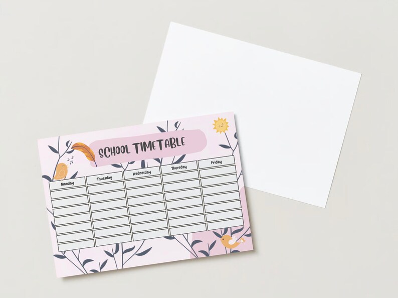 Printable School Timetable - Etsy