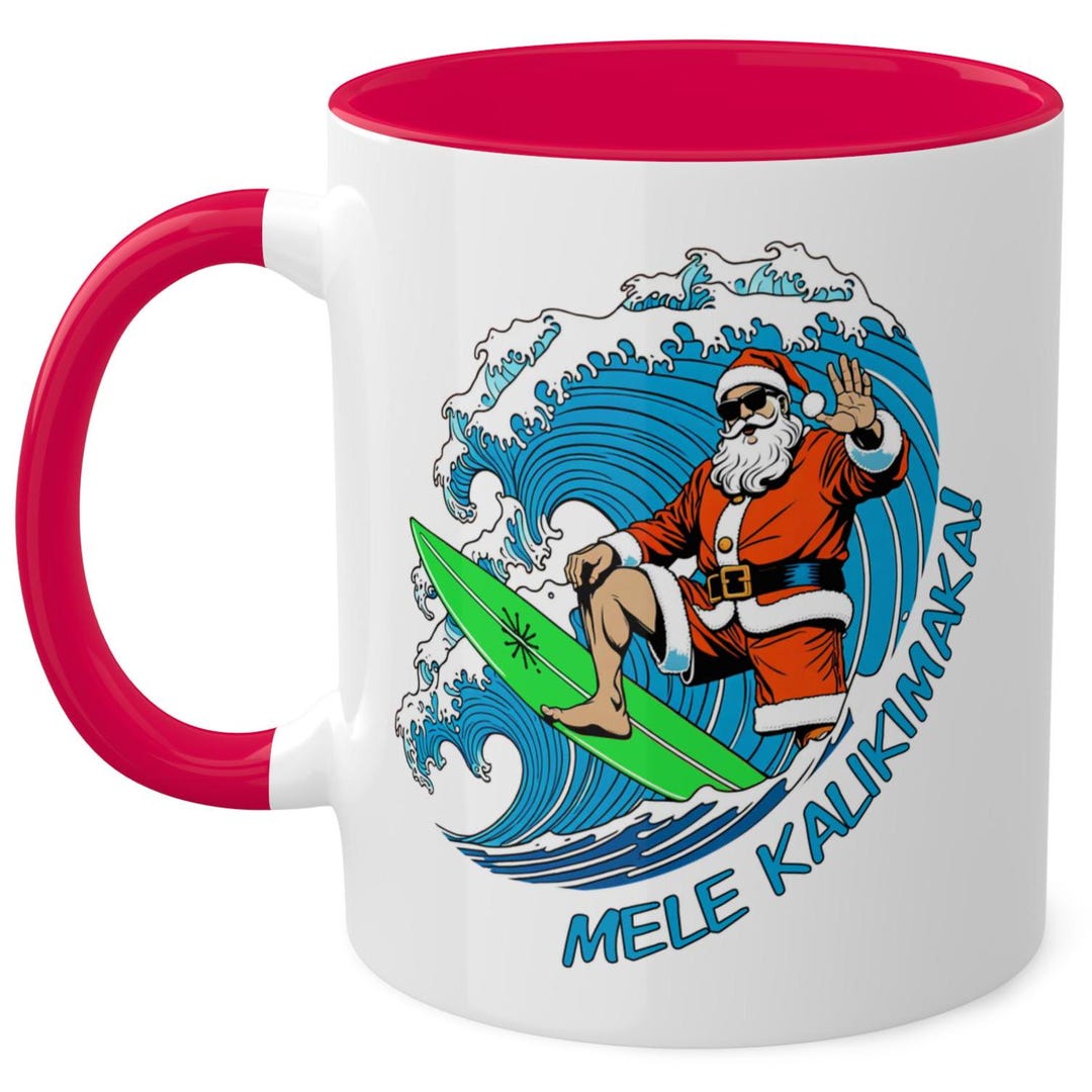 Santa Claus Surfing Surf-themed Gift Catching the Wave Santa Surfboard ...