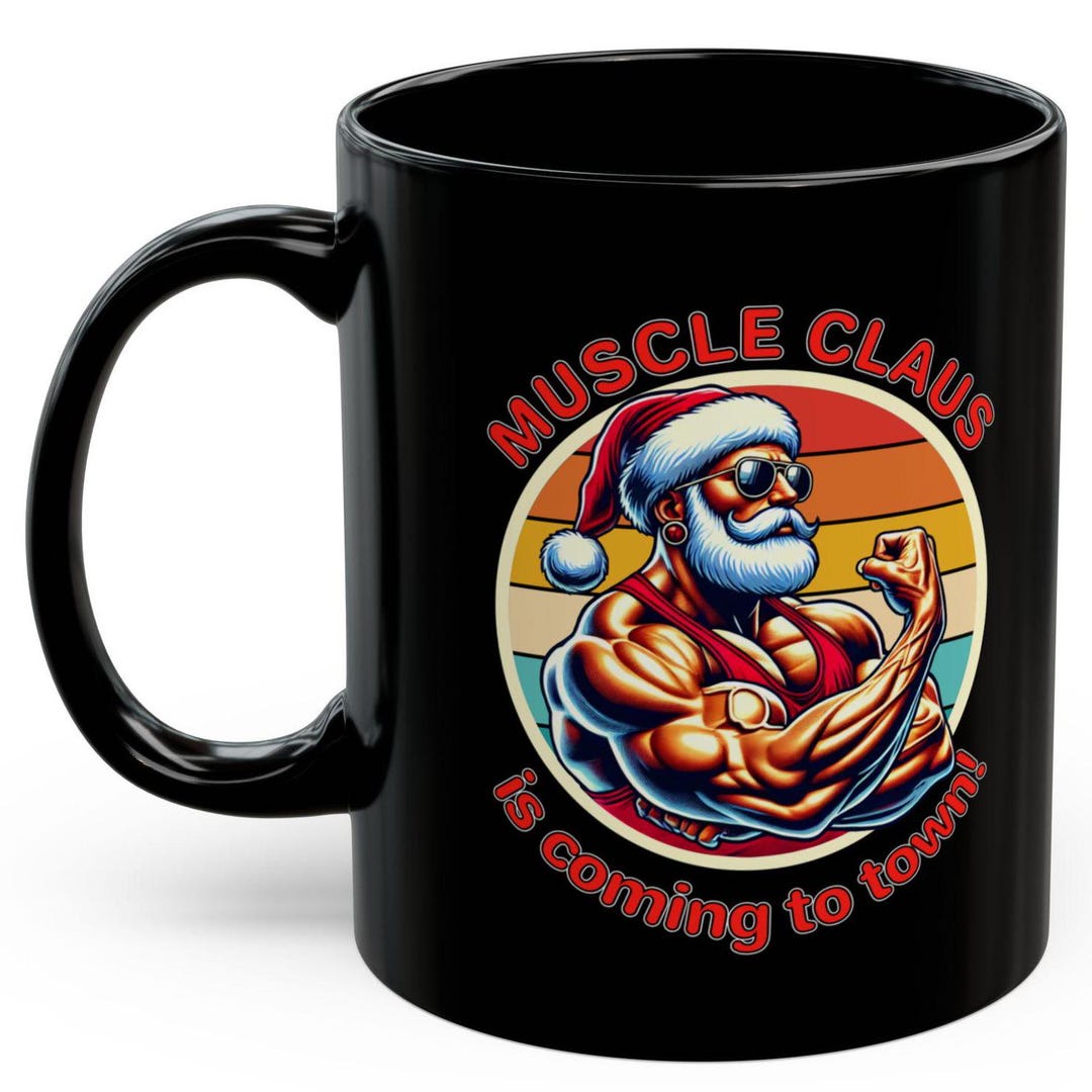 Santa Funny Mug Santa Bodybuilder Santa Fitness Secret Santa Ideas ...