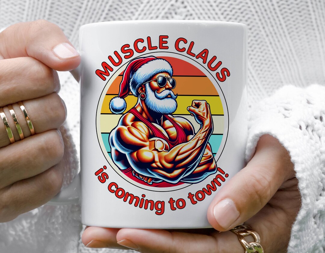 Santa Funny Mug Santa Bodybuilder Santa Fitness Secret Santa Ideas ...