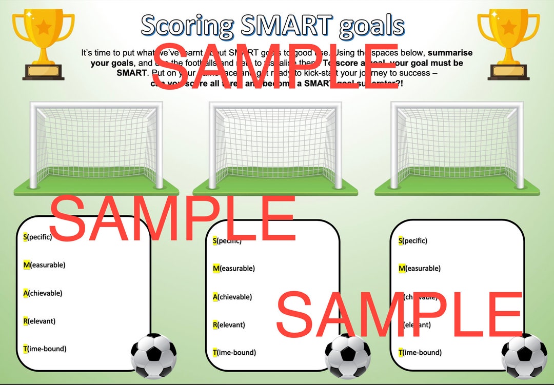 SMART Goals Football Worksheet CBT Therapy - Etsy