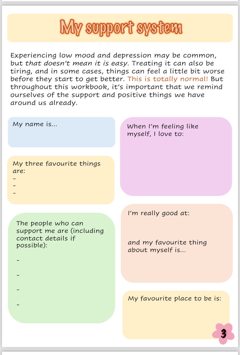 Low Mood/depression Workbook for Teens - Etsy