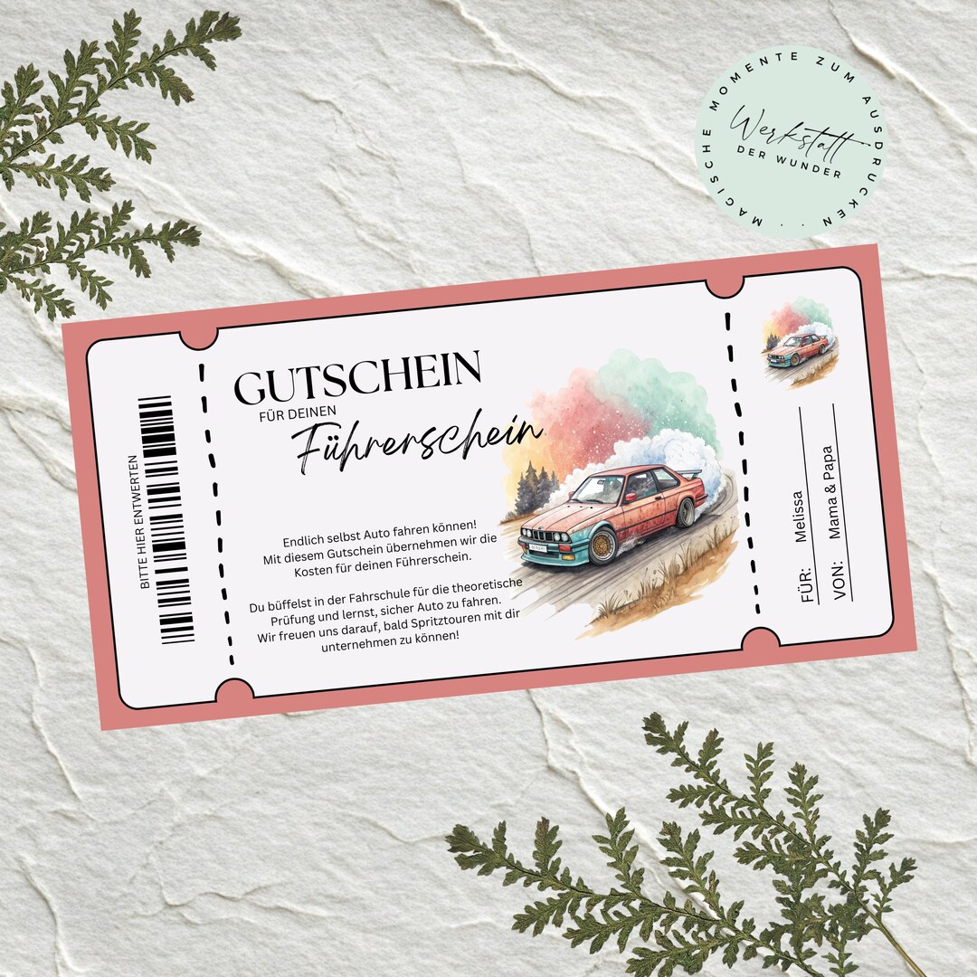 Voucher Driver‘s License, Driving Lessons, Customizable Canva Template ...