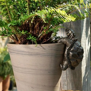 Bronze Turtle Planter Hanging, Pot Buddy, Pot Hanger, Gift Boxed ...
