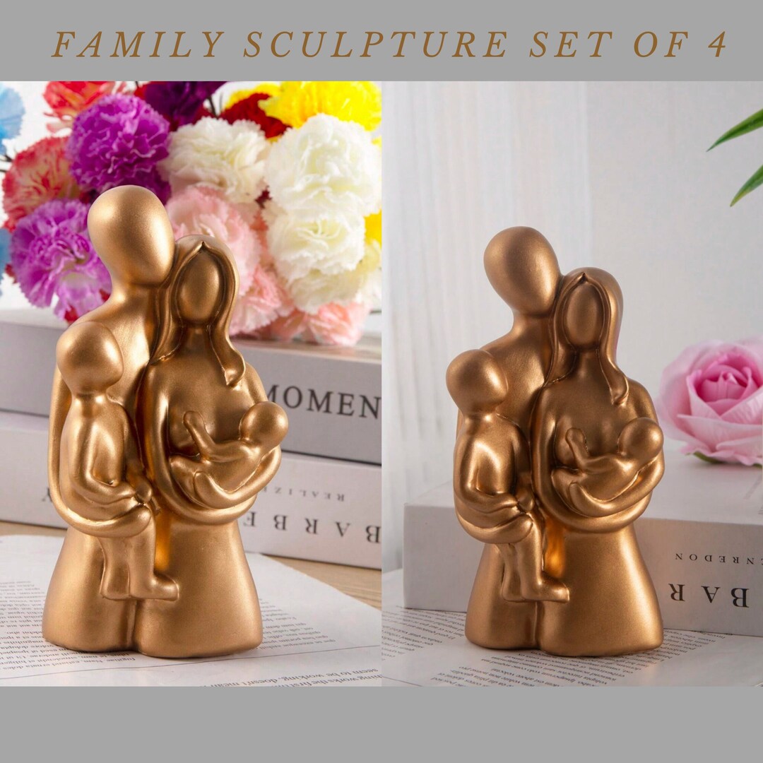 Family Figurine Man and Woman With 2 Children, Decorative Family ...