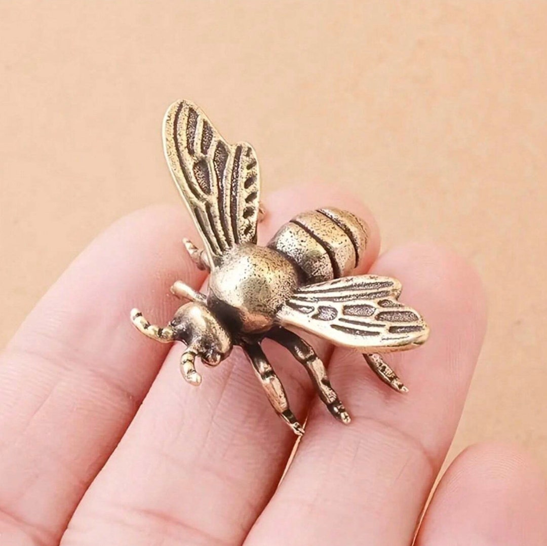 Brass Bee Mini Figurine, Brass Bee Ornament, Home Desktop Craft ...