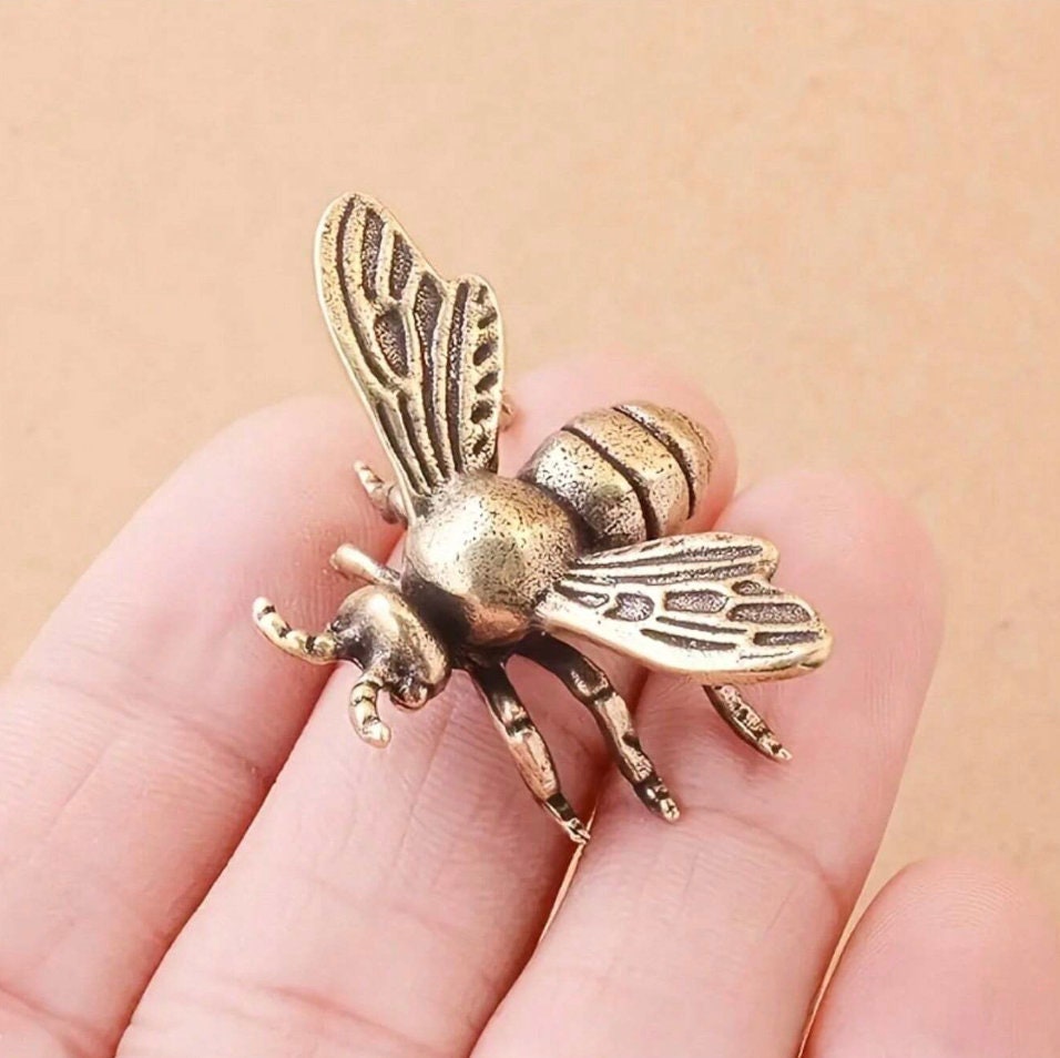 Brass Bee Mini Figurine, Brass Bee Ornament, Home Desktop Craft ...