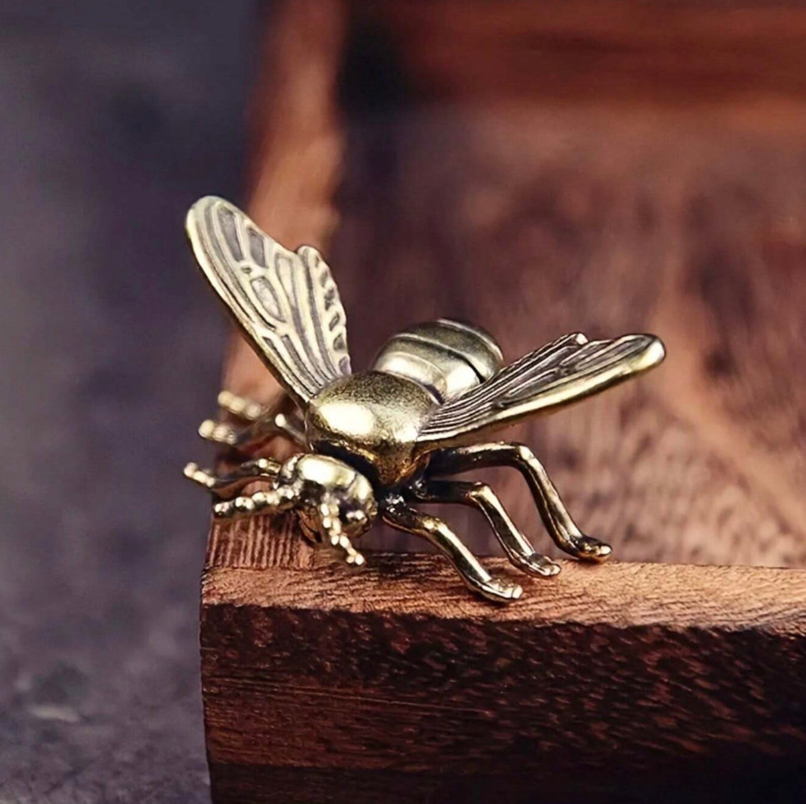 Brass Bee Mini Figurine, Brass Bee Ornament, Home Desktop Craft ...