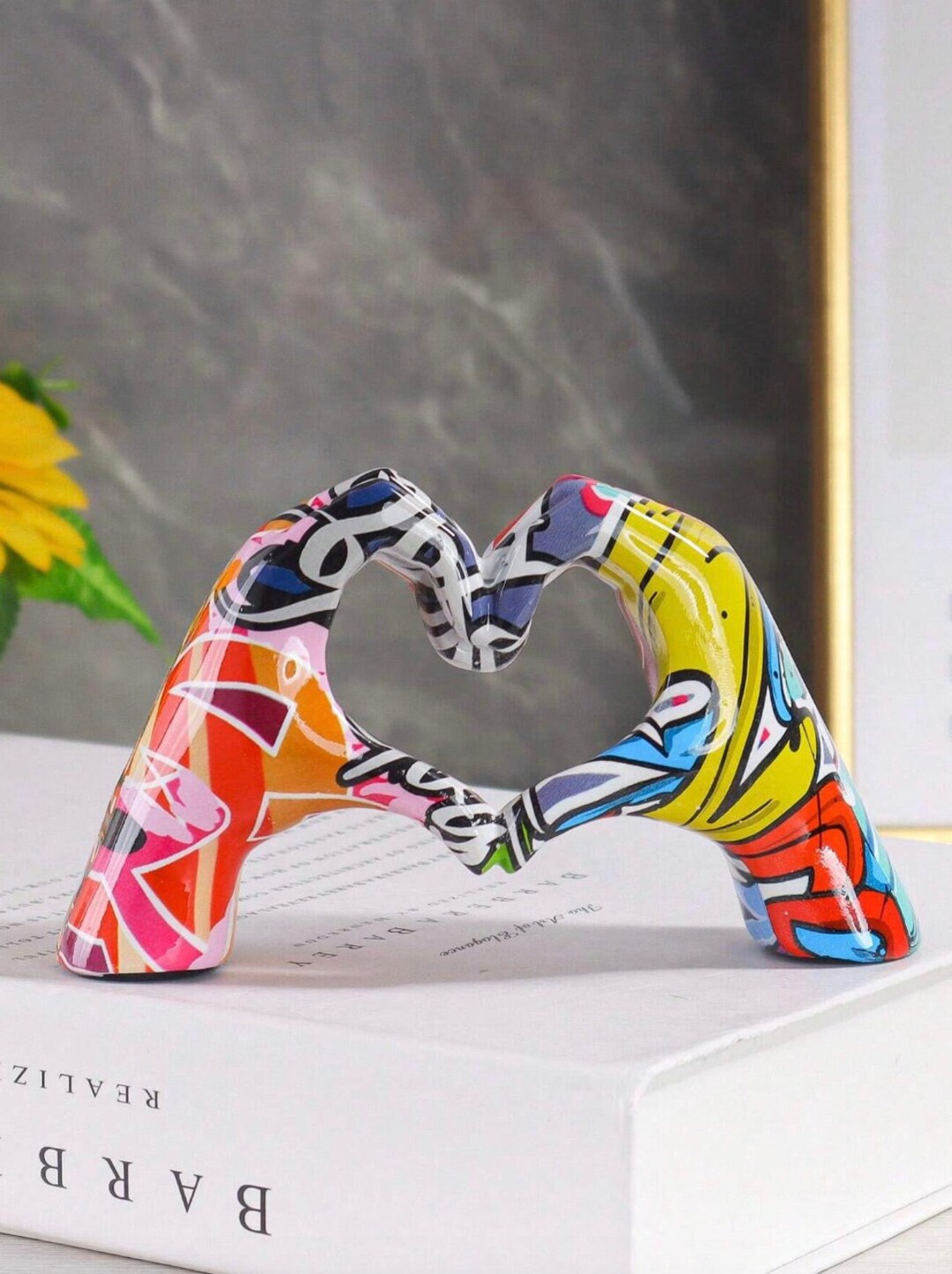 Modern Heart Hands Statue, Loving Gesture Sculpture, Modern Art, Home ...