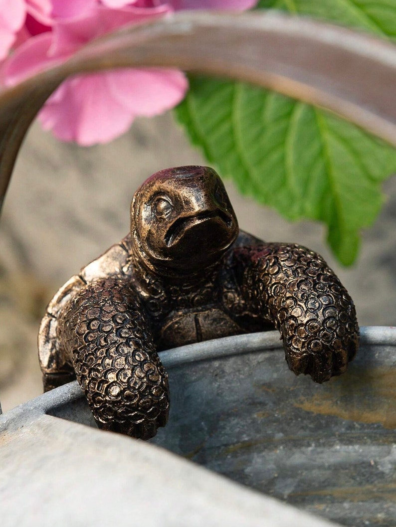 Bronze Turtle Planter Hanging, Pot Buddy, Pot Hanger, Gift Boxed ...