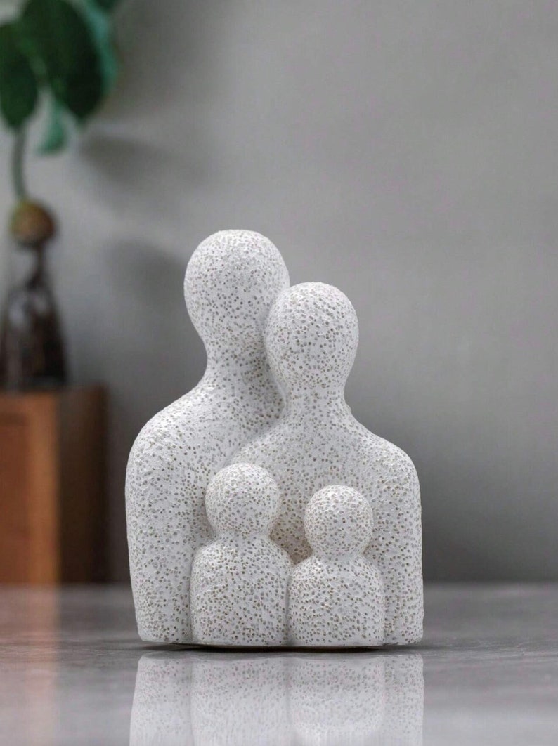 Decorative Family Sculpture Set of 4: Parent and 2 Children Figurines ...
